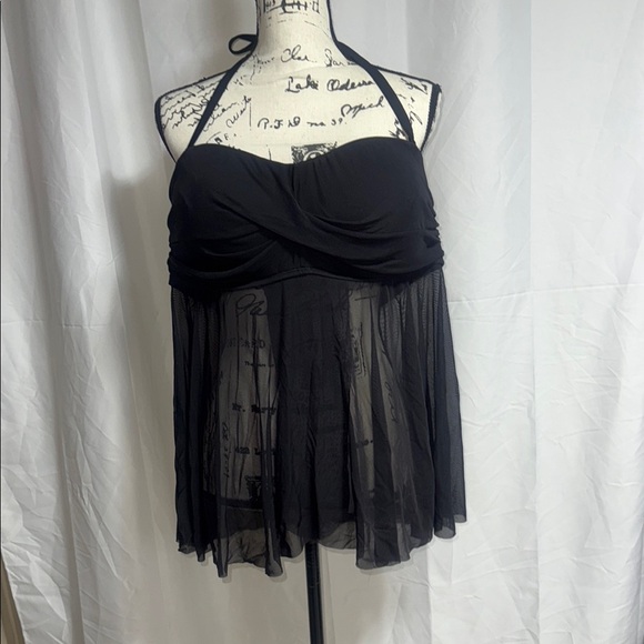 Wave Zone | Swim | Wave Zone Black Halter Sheer Swim Top | Poshmark